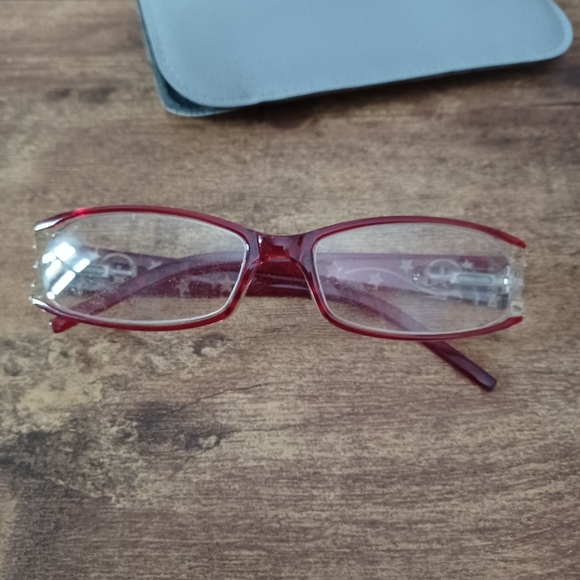 Accessories | Red Frames Reading Glasses W Design And Rhinestones ...